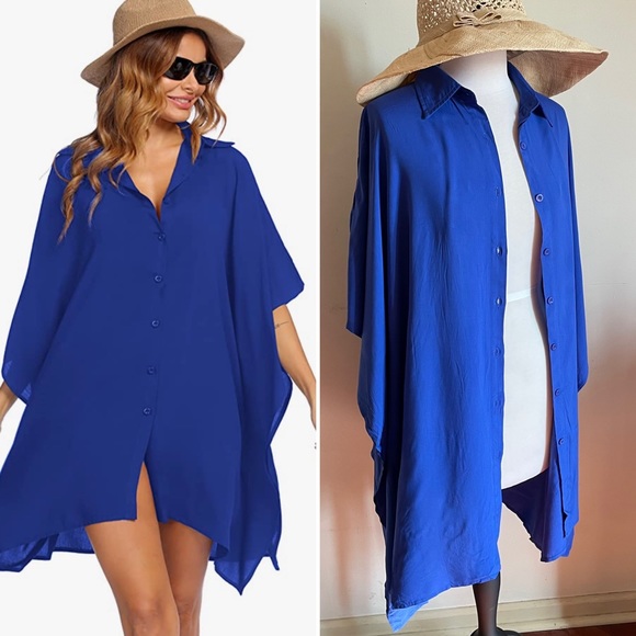 Ekouaer | Swim | Nwt Royal Blue Swim Coverup Oversized | Poshmark